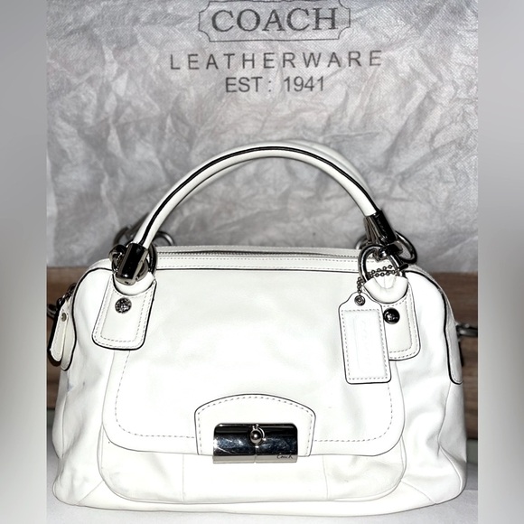 Coach | Bags | Coach Christine Chalk Leather 2 Way Handbag With ...